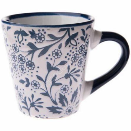 Kubek ceramiczny biały w niebieskie kwiatki - SKLEPDAGLEZJA.PL